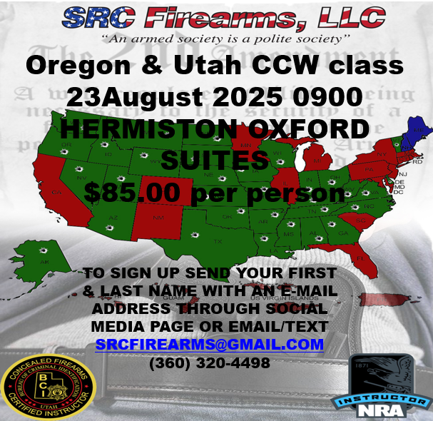 Oregon/Utah CHL Classes – SRC Firearms, LLC
